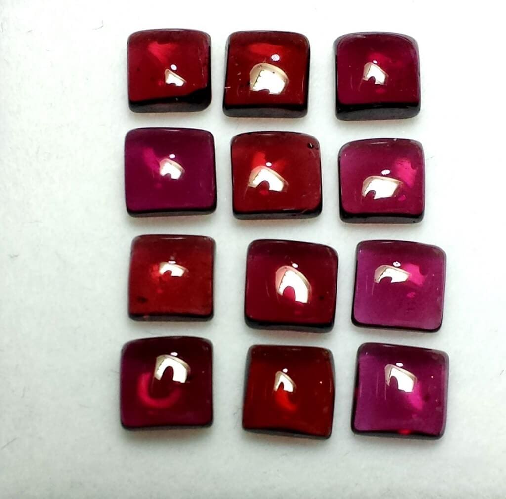 Garnet Cabochon Square 5mm (12 Pcs) - Gold Crown Jewelry
