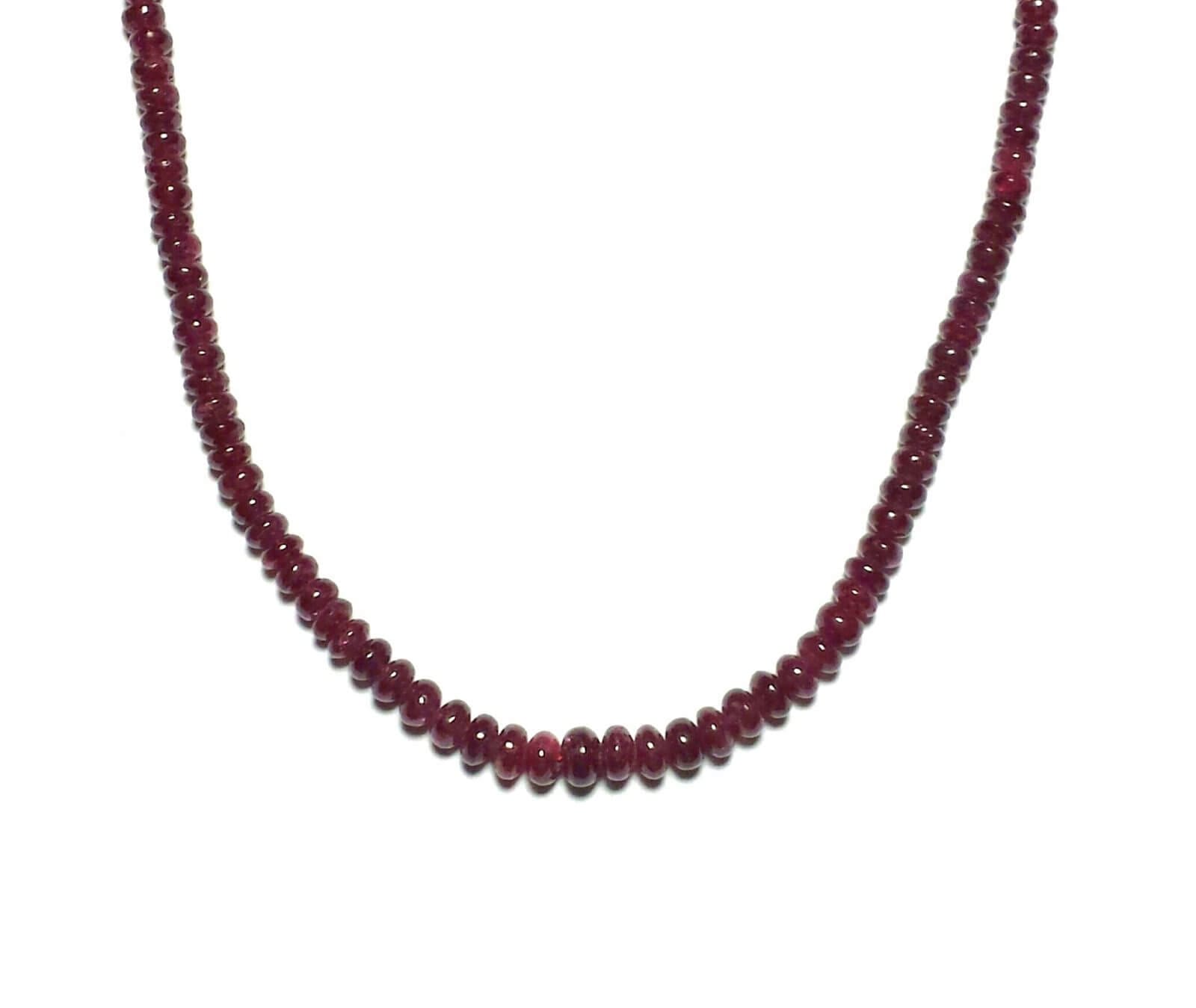 (M6) Exotic Fine 34 Carat Ruby Smooth Round Bead 14KTYG 16" Necklace ...