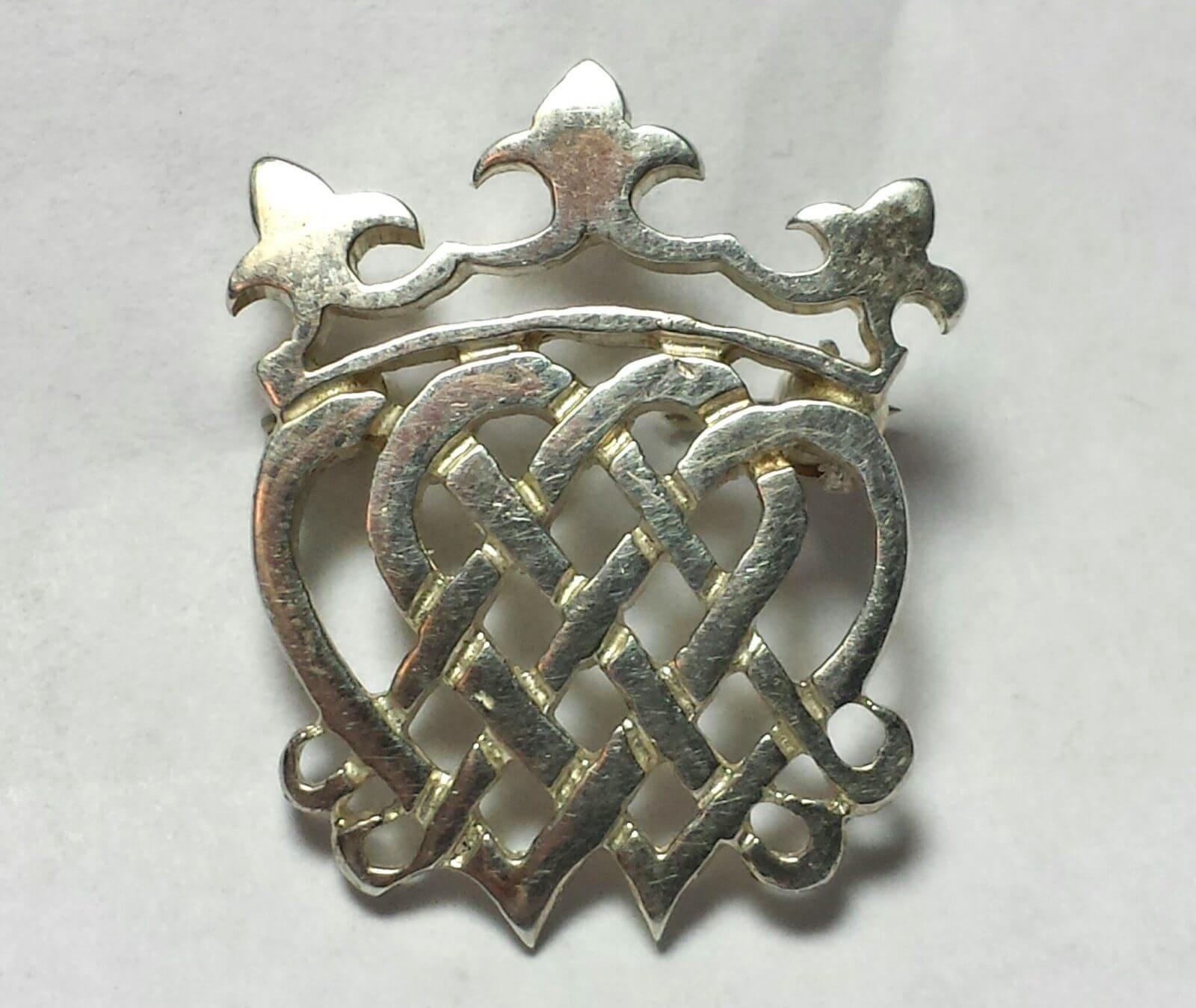 (T8) Estate European Heart Royal Crown Crest 925 Silver Pin - Gold ...