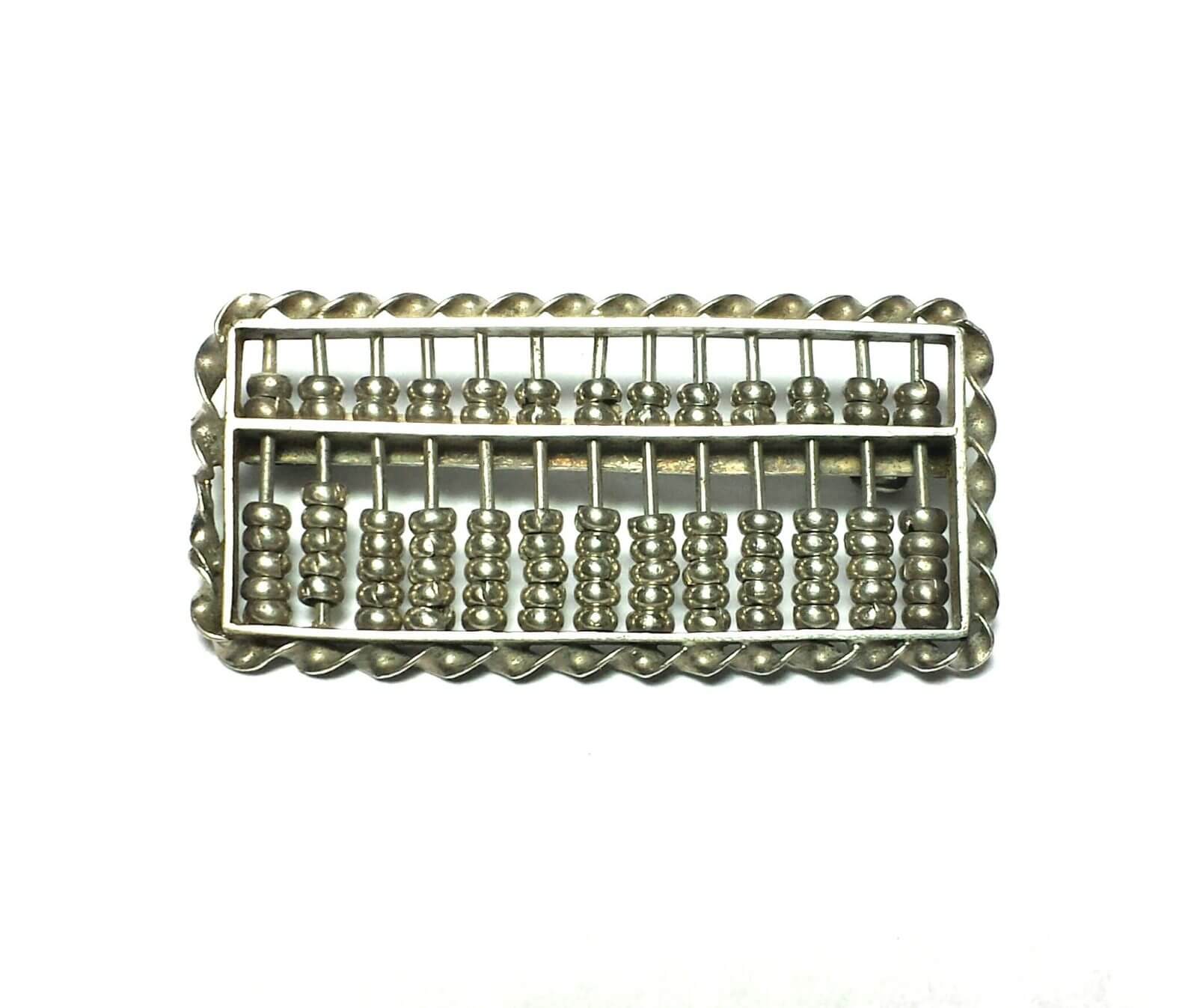 Moveable Abacus 925 Sterling Pin - Gold Crown Jewelry
