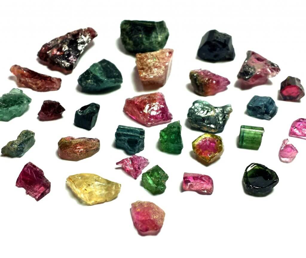 Tourmaline Mixed Color Rough Specimen 105.47 Ctw (29Pcs) - Gold Crown ...
