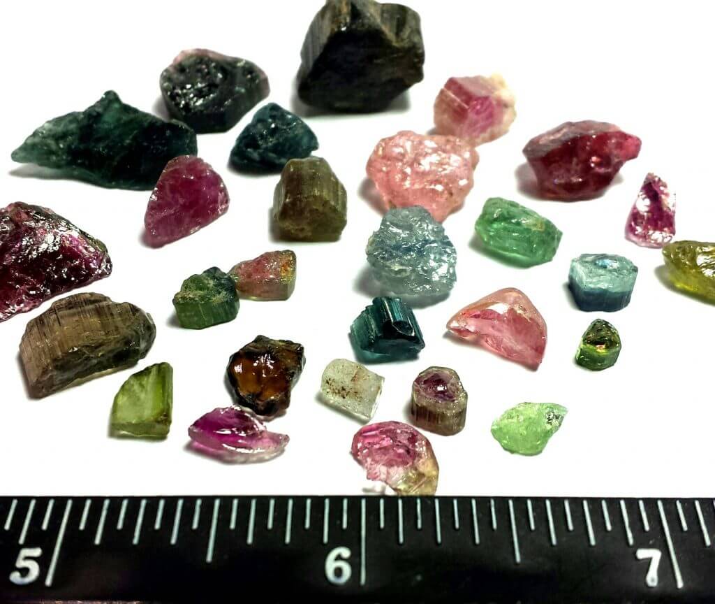Tourmaline Mixed Color Rough Specimen 107.06 Ctw (27Pcs) - Gold Crown ...